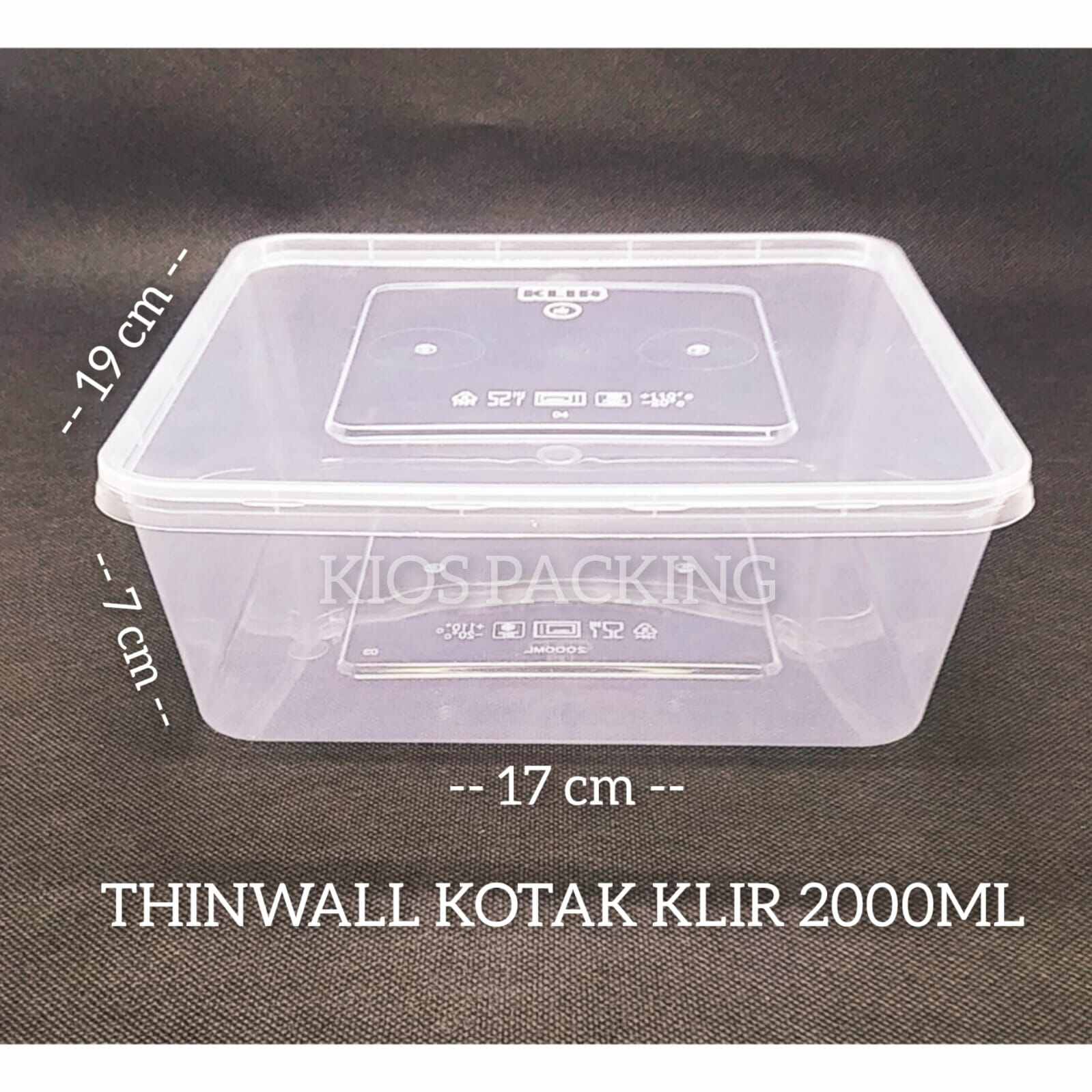 Thinwall Klir 2000ml Kotak Makan Plastik 2000 Ml Klir Square Sq 25set