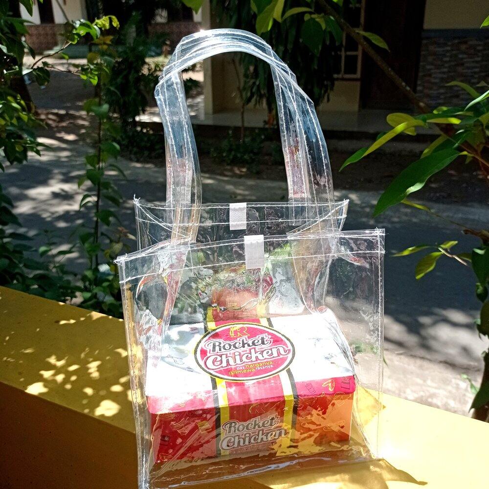 Tas box kfc ultah anak mika transparan polos/ tas mika bening nasi box ...
