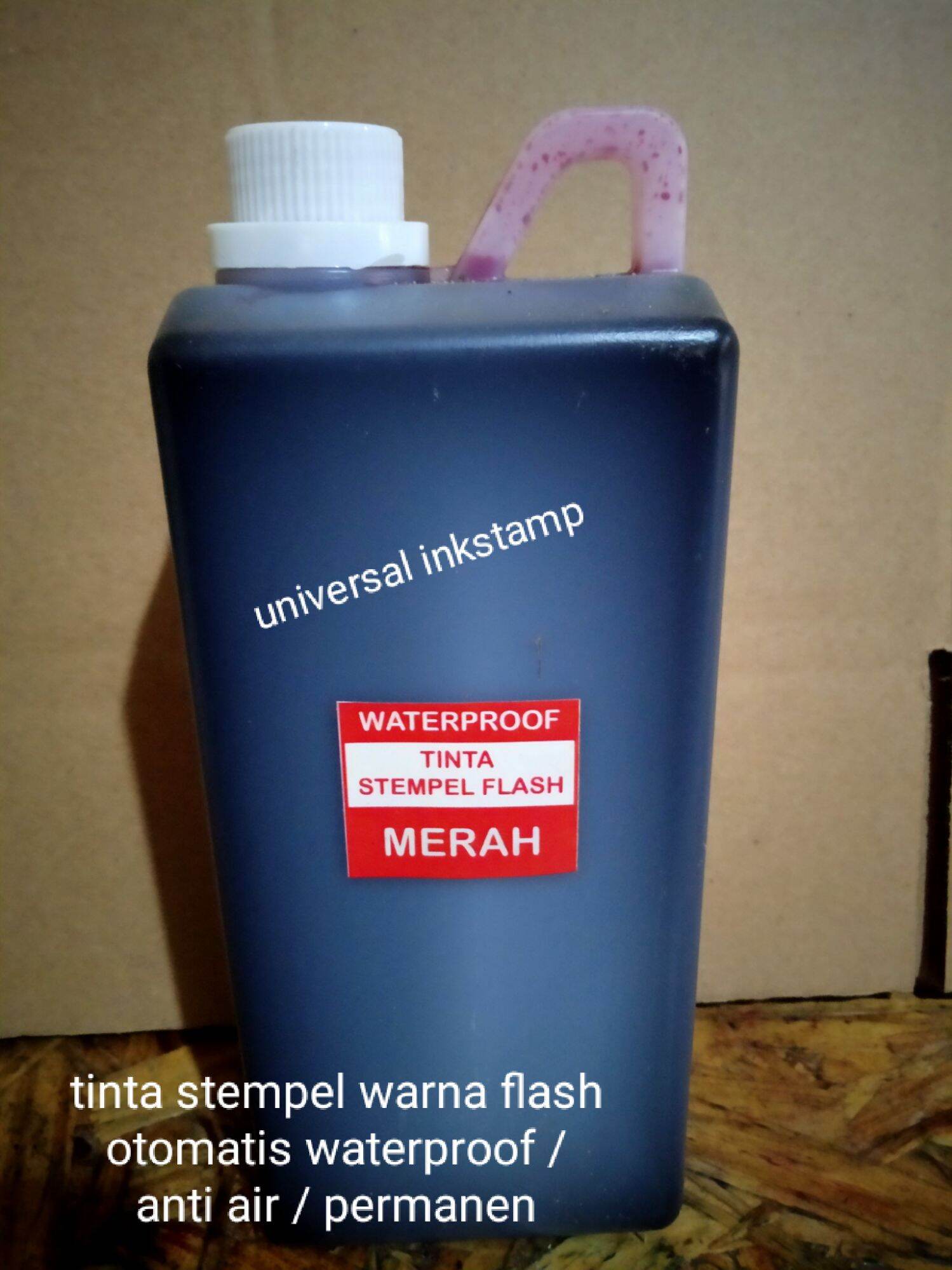 Tinta Stempel Flash Waterproof, Tinta permanen 1 Liter Merah | Lazada ...
