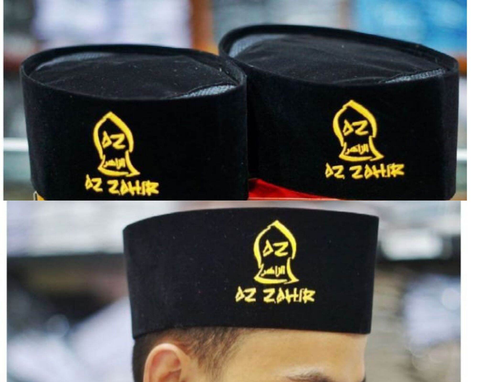 peci hitam az zahir peci logo az zahir bahan beludru songkok hitam logo az zahir tinggi 9cm non ac Lazada Indonesia