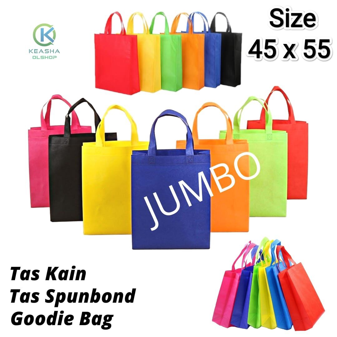 °HARGA SATUAN° Tas Spunbond Handle Tas Kain Goodie Bag Polos Jumbo Size 45x55 Cm | Lazada Indonesia