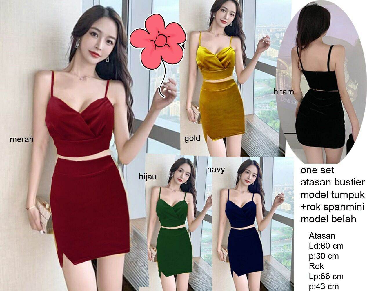 ONE SET ATASAN BUSTIAR MODEL TUMPUK & ROK SPAN MINI MODEL BELAH ...