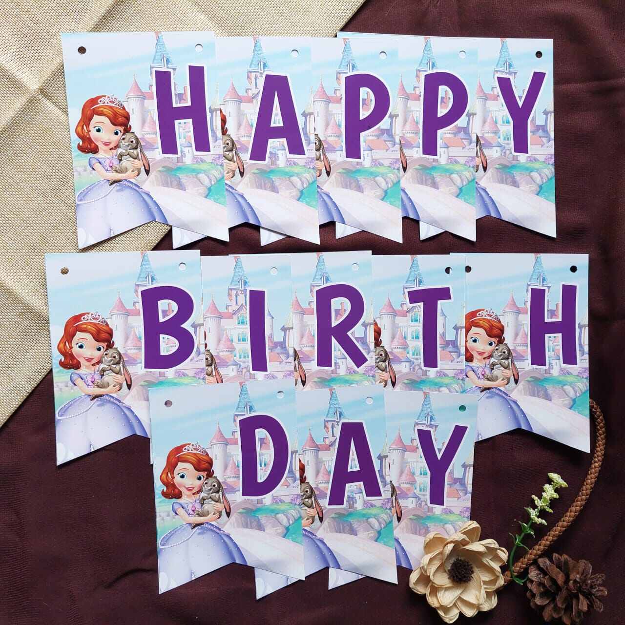 Bunting flag Karakter Sofia the first Happy Birthday 1 set / Banner ...