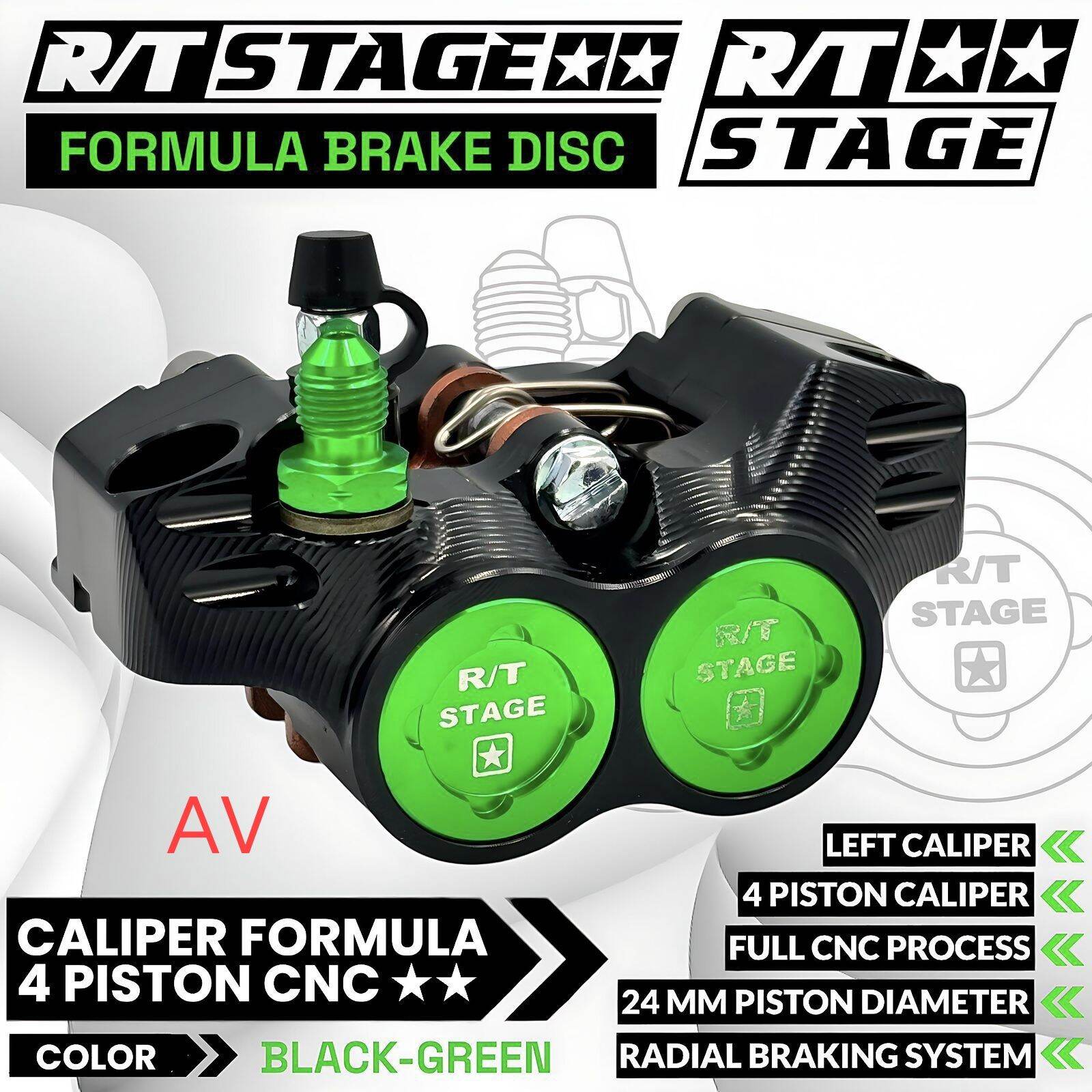 Kaliper R/T Stage Formula 4 Piston Coin Full Aluminium CNC - Kiri/Kanan ...