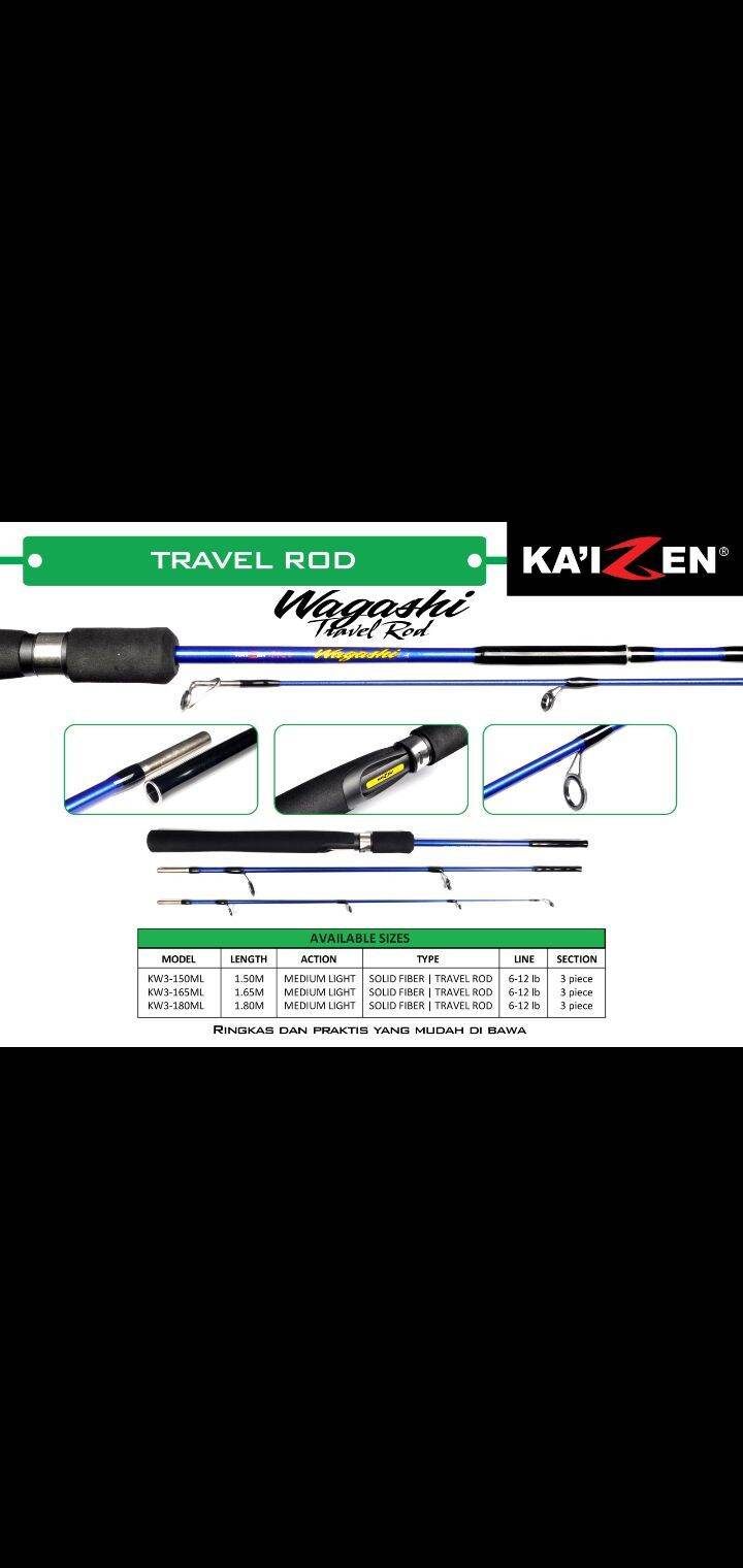 Joran spinning travel rod Kaizen 12lb fiber solid 180cm | Lazada Indonesia