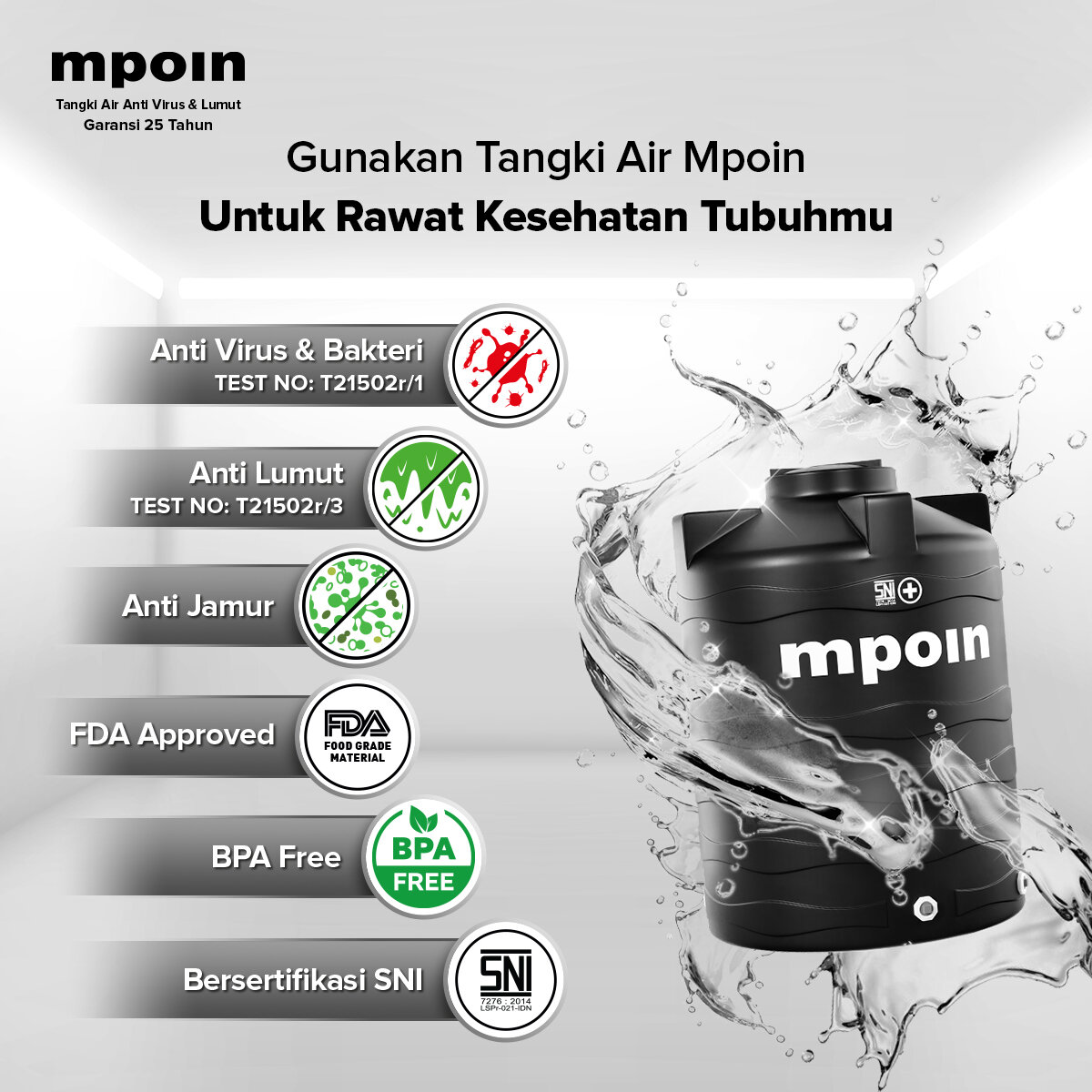 Tandon Air/Toren Air/Tangki Air MPOIN U1200 1100 Liter U-Ground Series ...