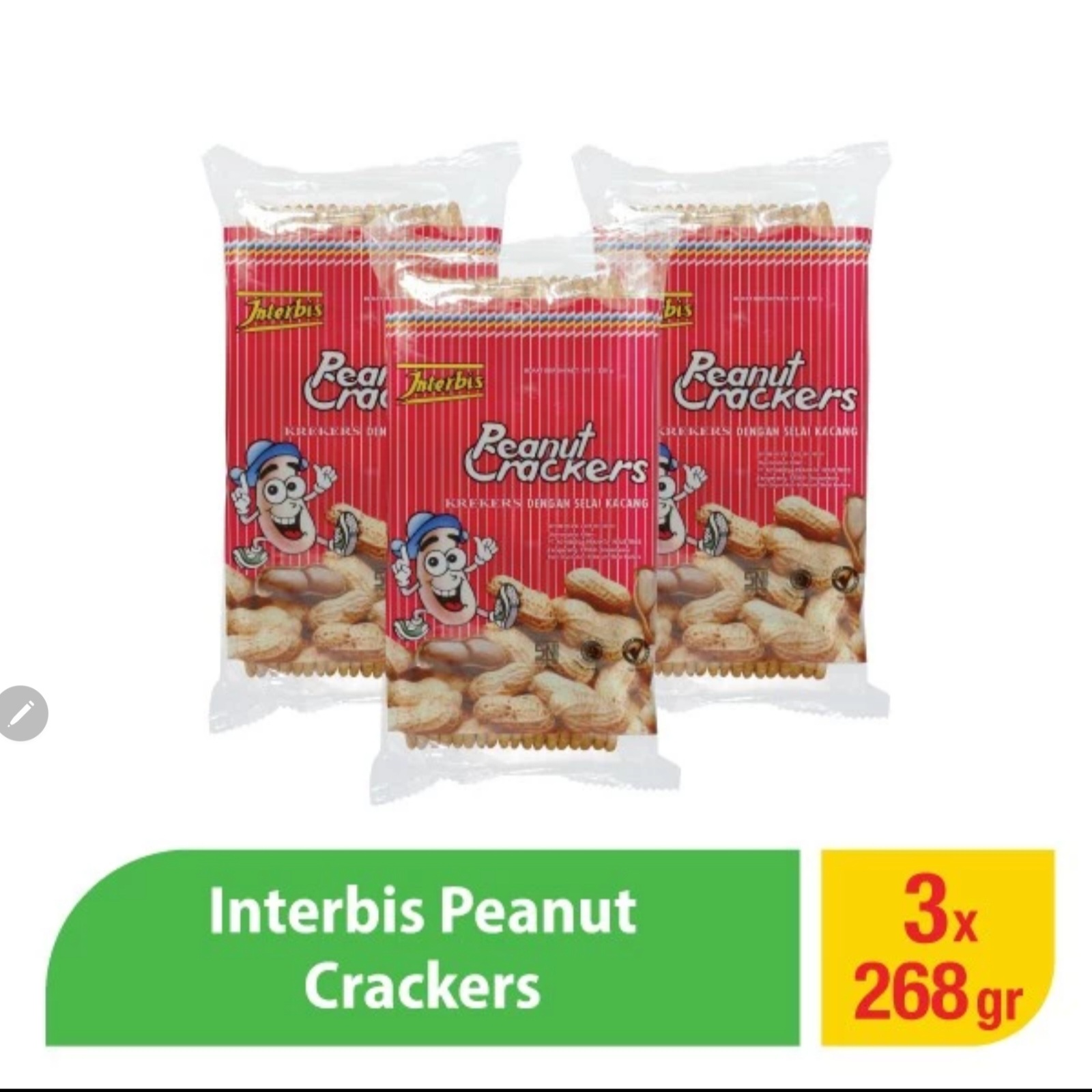 Interbis Peanut Cracker Biskuit Kacang Tray 268 gr | Lazada Indonesia