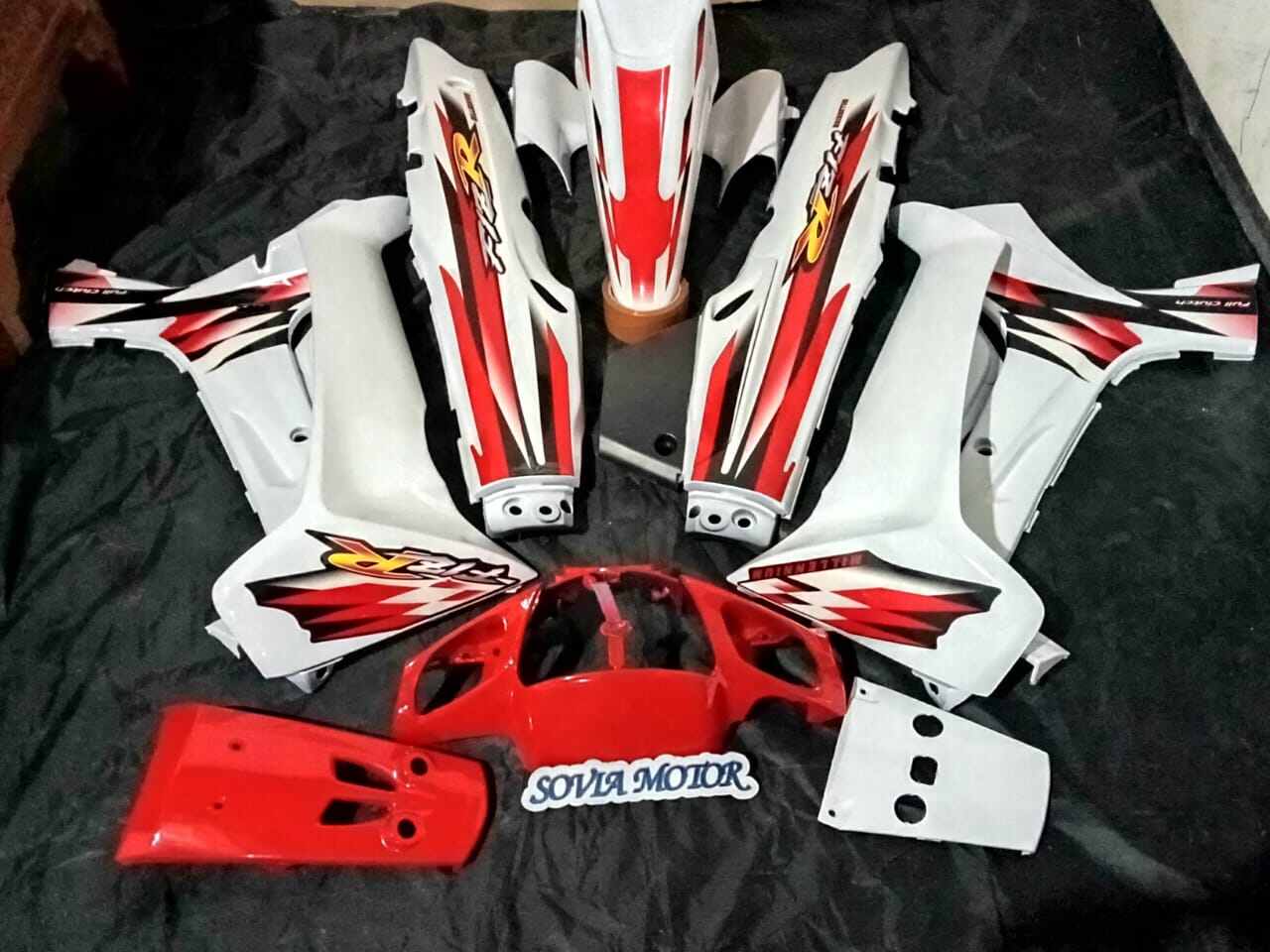 cover body Yamaha Fiz R fullset halus merah putih | Lazada Indonesia