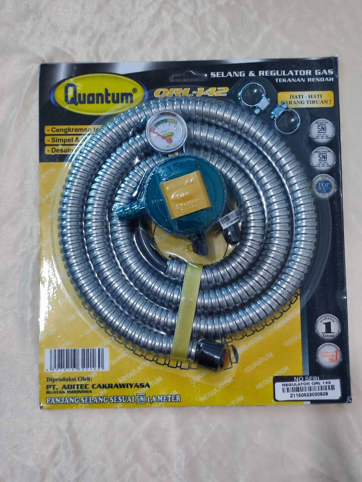 Selang Gas Spiral Paket Plus Regulator QRL-142 Meter Quantum | Lazada ...