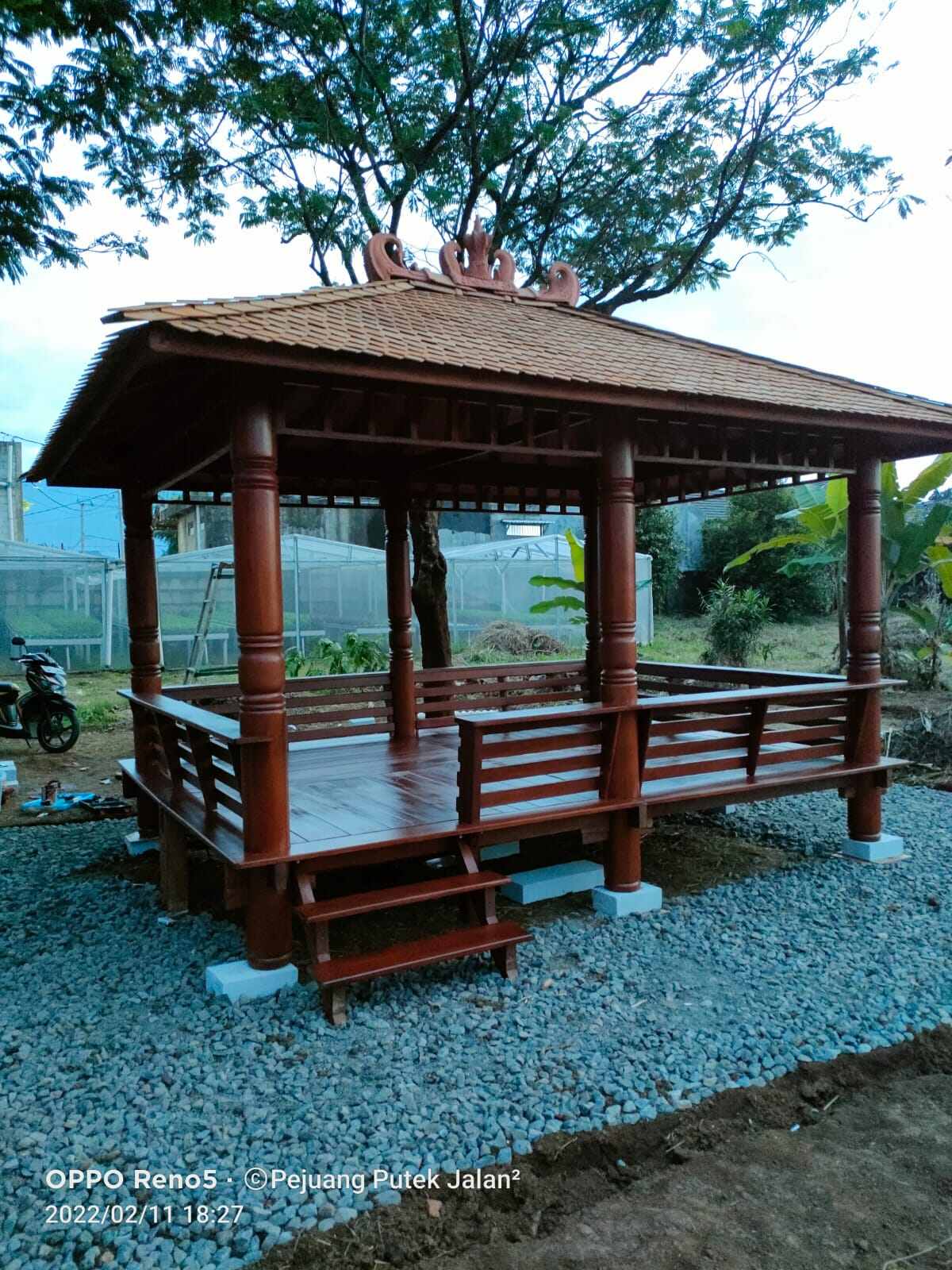 gazebo kayu saung taman ukuran 4 x 3 meter | Lazada Indonesia