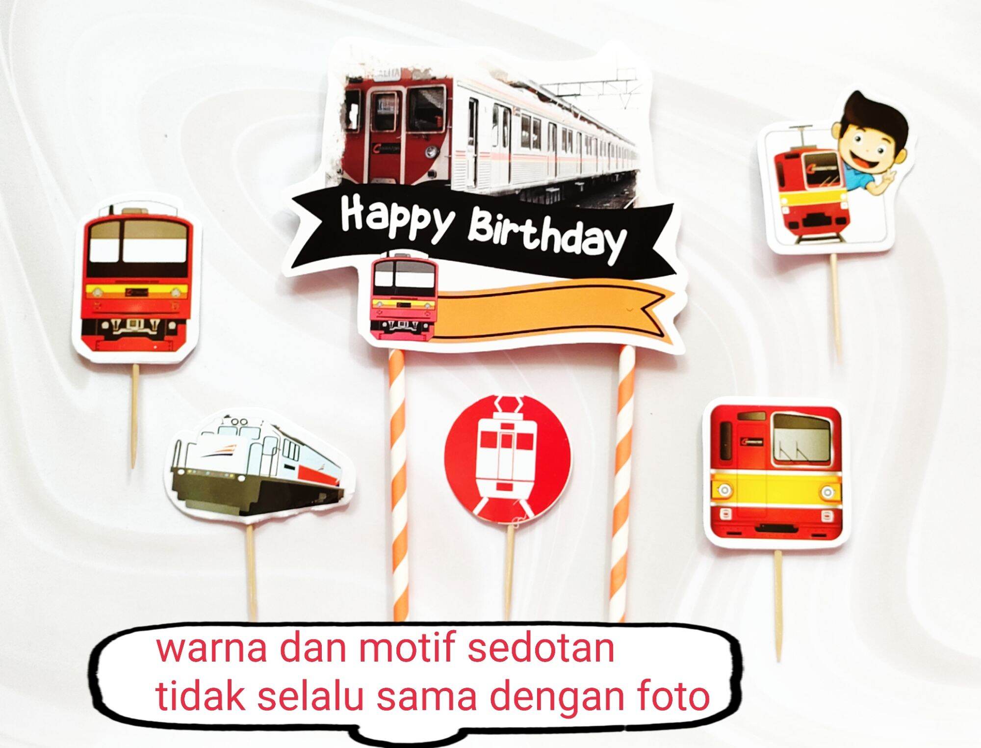 topper toper hiasan kue cake ulang tahun happy birthday karakter kereta ...