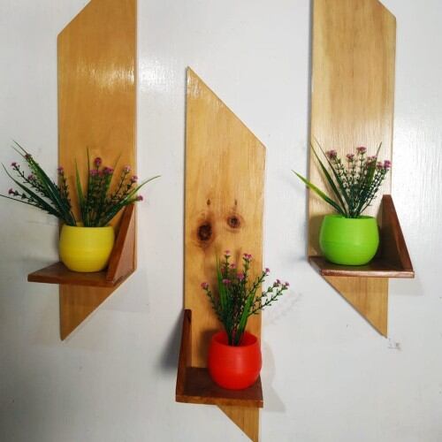 rak pot bunga dinding bahan kayu ukuran 30×10 model minimalis masa kini ...