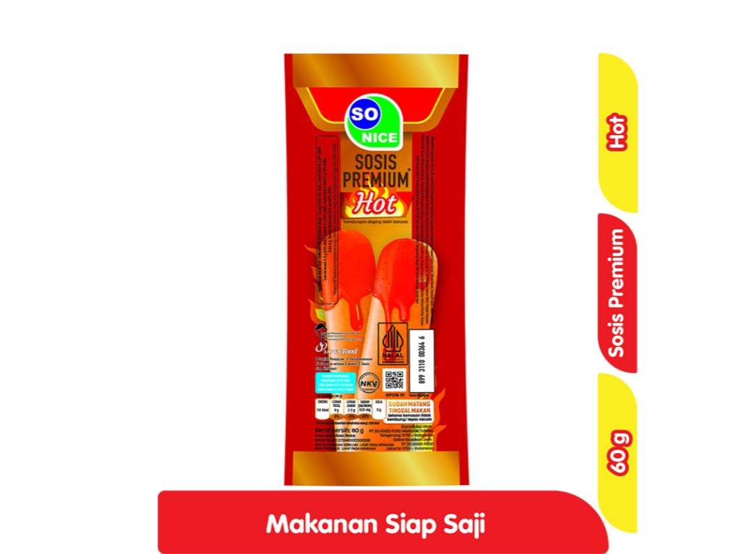 SO NICE Sosis Premium Hot / Keju / Bratwurst / original 60g | Lazada ...