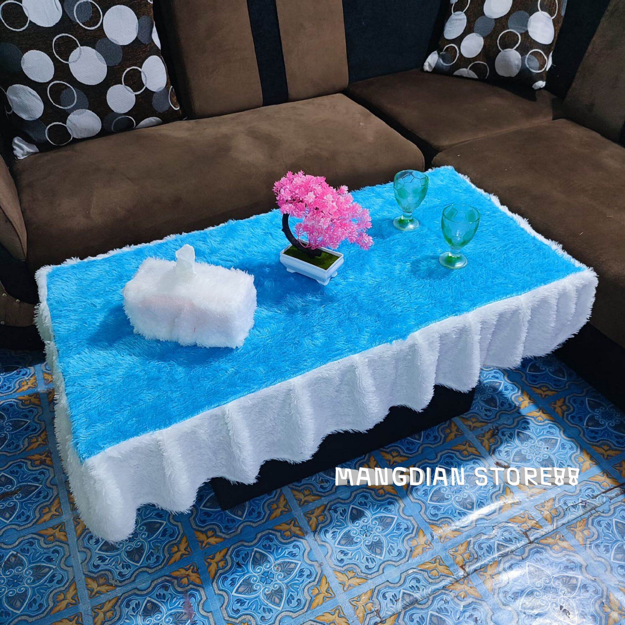 Taplak Meja Kaca Ruang Tamu Rumbai Bulu Rasfur/Taplak meja kaca bulu ...