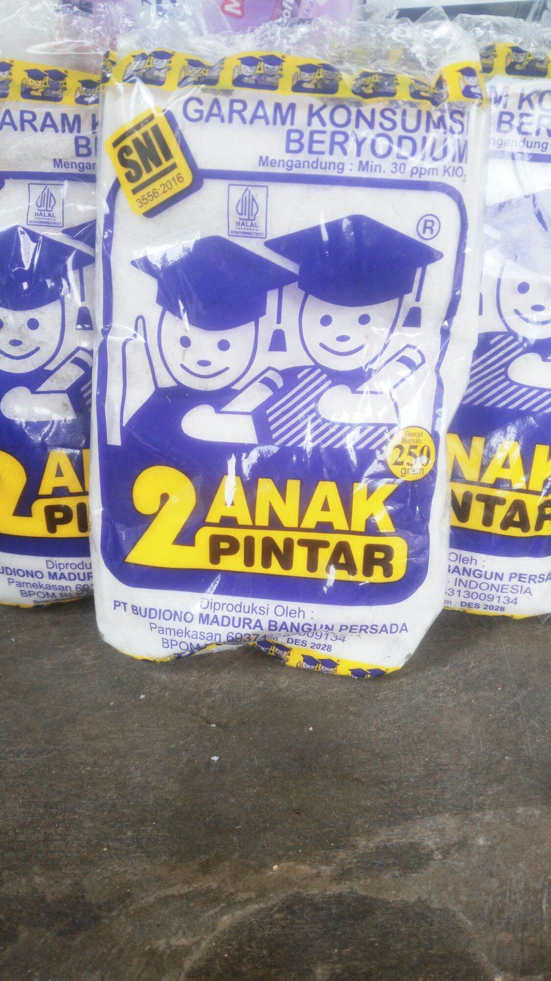garam halus /beryodium .garam kemasan 250gr/ cap 2 anak pintar | Lazada ...
