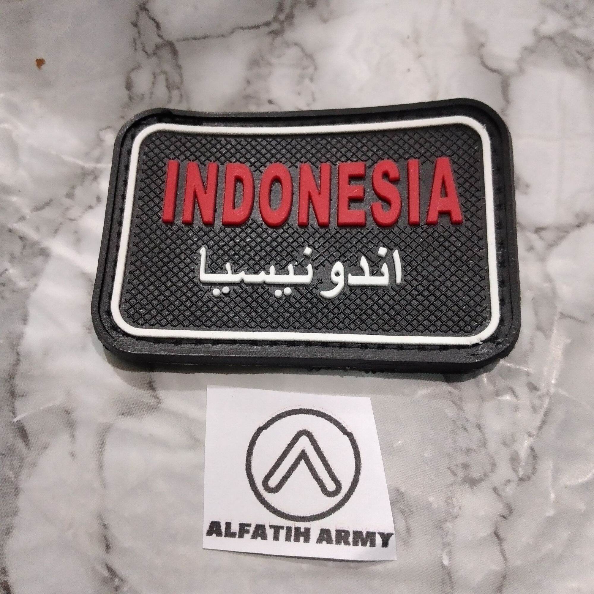 ALFATIH ARMY Patch Rubber Indonesia Tulisan Arab tempel Perekat 1 PCS ...