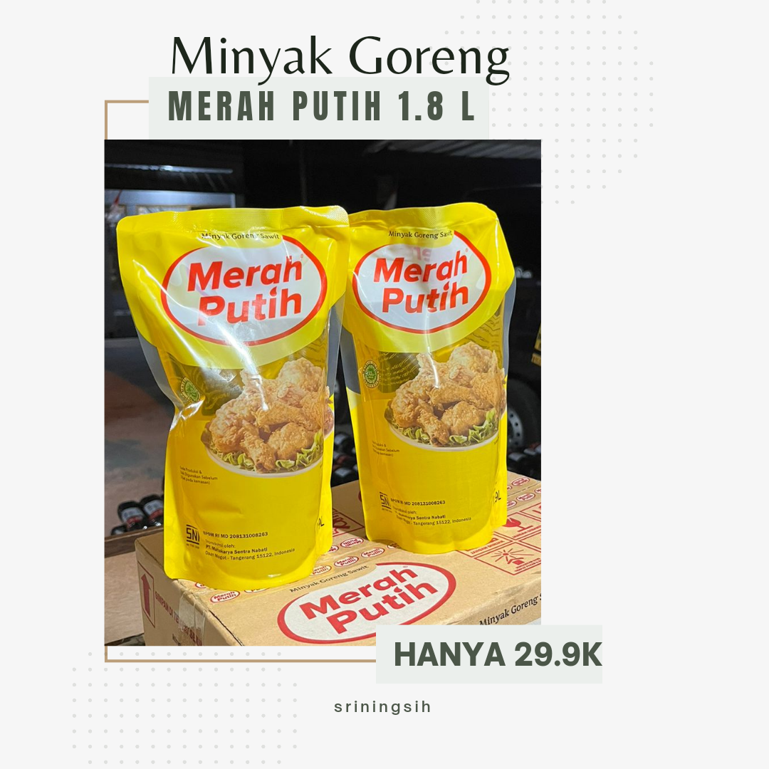 Minyak Goreng Merah Putih 1.8 L/ Minyak goreng murah/ Minyak goreng ...