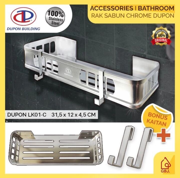 RAK SABUN STAINLESS DUPON CHROME + KAITAN / RAK TOILET / TEMPAT SABUN ...