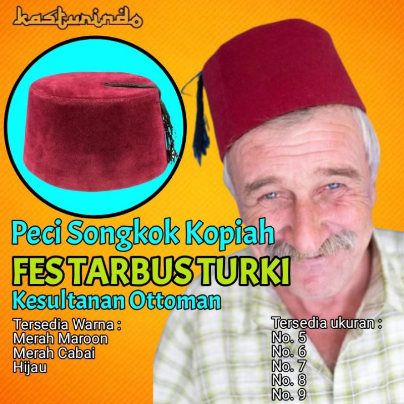 Peci Songkok Kopiah Sultan Ottoman Turki Fes Tarbus Rambut Fez Turkey ...