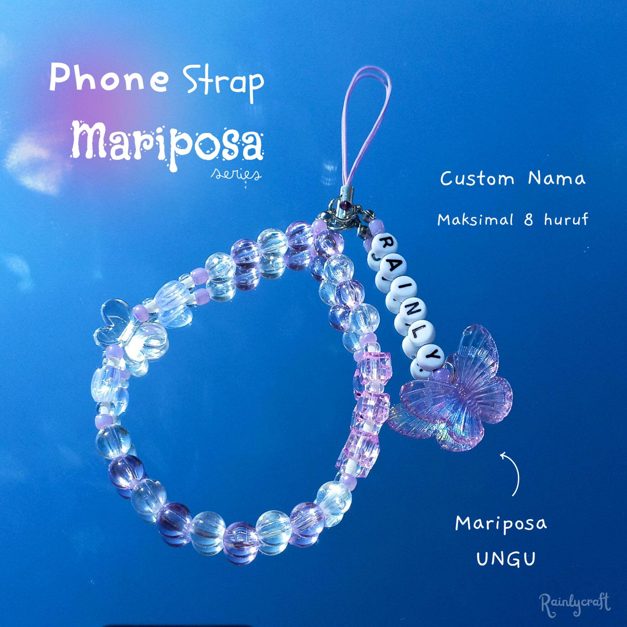 Phone Strap Custom Nama series Mariposa | Gantungan Hp Custom Nama ...