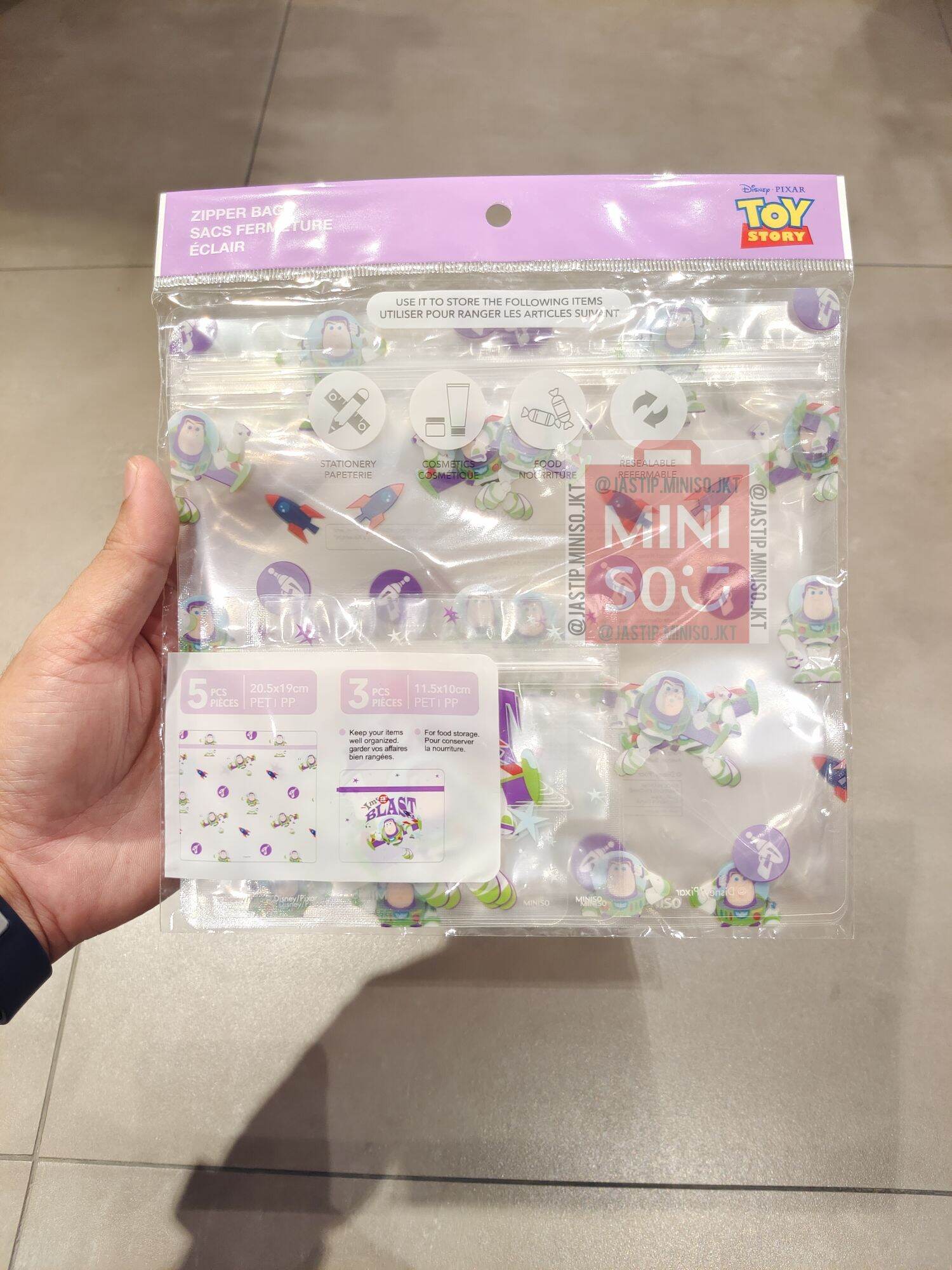 MINISO 🆕 Collection Zipper Bag DISNEY PIXAR Lotso / Buzz Lightyear (isi ...